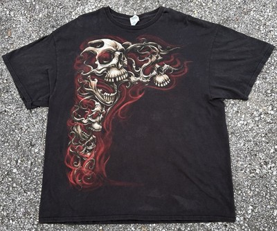 Vintage 2000s Flaming Skulls Size 2XL Delta Pro Weight Tag | eBay