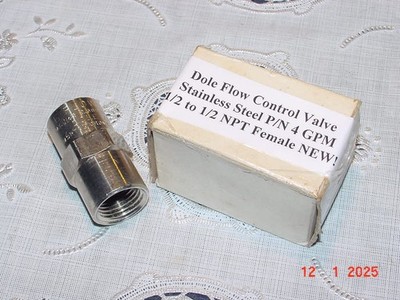 Dole Flow Control Valve P/N 4 GPM, 1/2 FNPT to 1/2 FNPT, Stainless ...