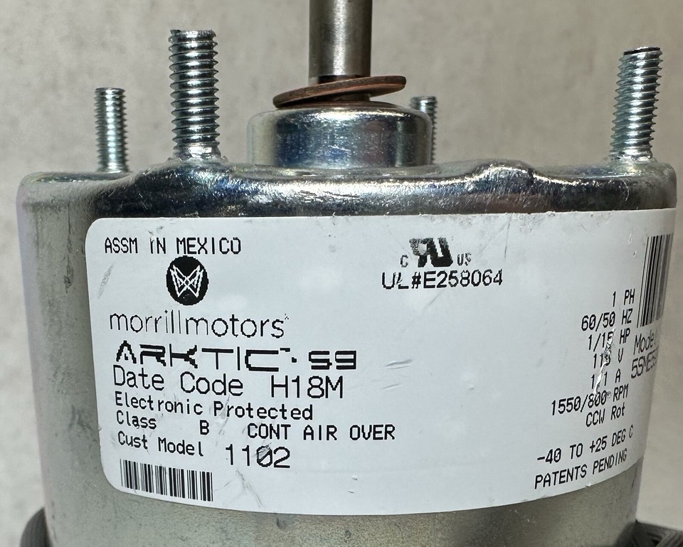 NEW Morrill Motors Arktic 59 Motor 5SME59BVA1228, 1/15 HP, 115V, 1550/ ...