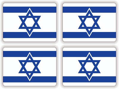 4 pack - 3"x4" Israeli Flag Vinyl Bumper or Window Stickers Decals ...