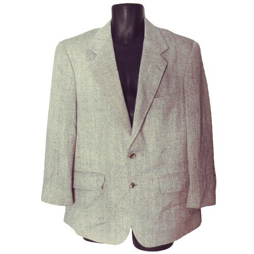 Vintage 100% Silk Tweed Jacket Mens Black & White Single Breasted Size ...
