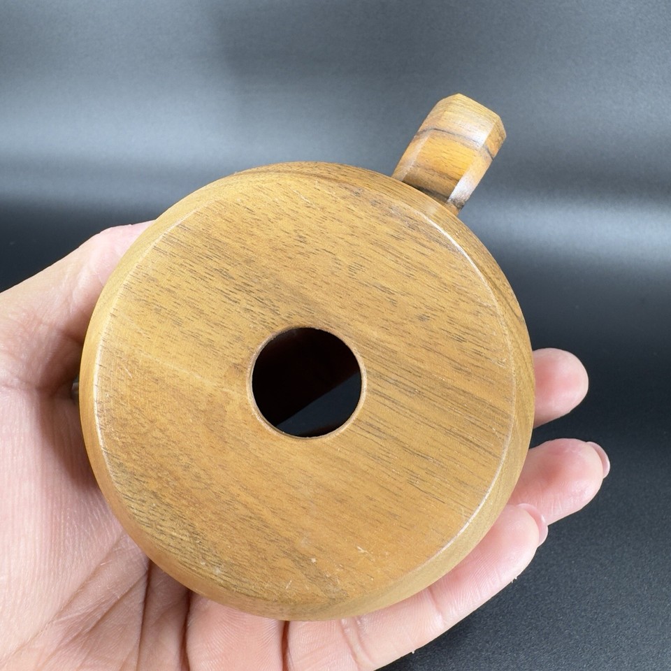 Vintage Jena Glass Mug with Wooden Holder Insert Set 3 Round Handle ...