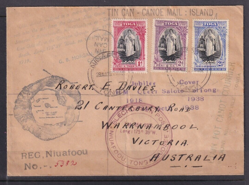 TONGA 1939 COVER TIN CAN MAIL 20YRS QUEEN SALOTE ACCESSION SET ...