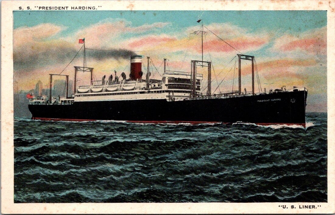 Postcard SS President Harding US Liner White Border | eBay