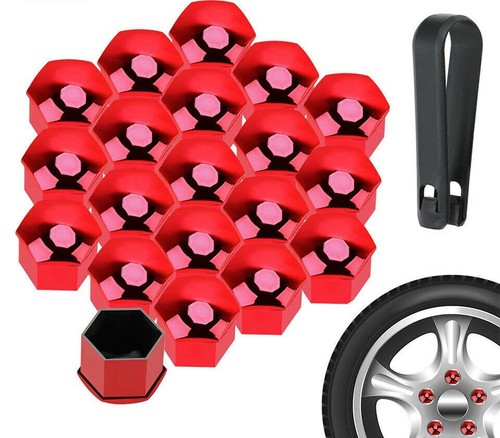 20pcs 19mm Red Wheel Nut Lug Cover Auto Hub Screw Caps Bolt Rims Tire ...