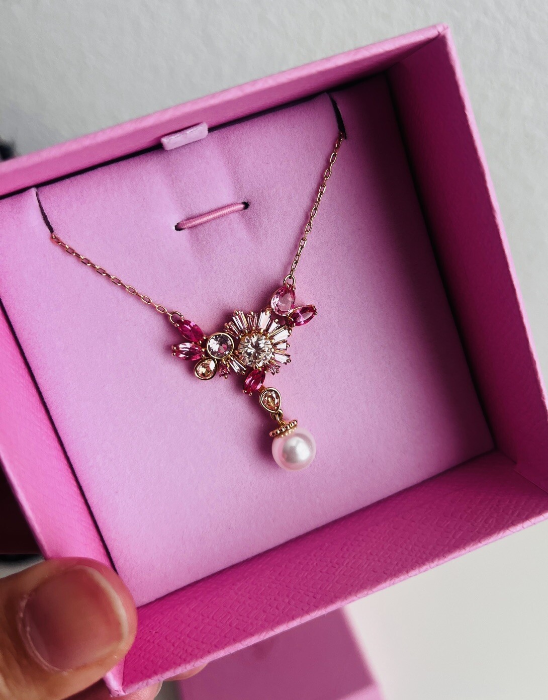 New SWAROVSKI Crystals Gema Pink Cherry Blossom Necklace 5688490 | eBay