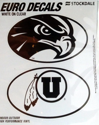University of Utah Running Utes 2-Piece White and Clear Euro Decal ...