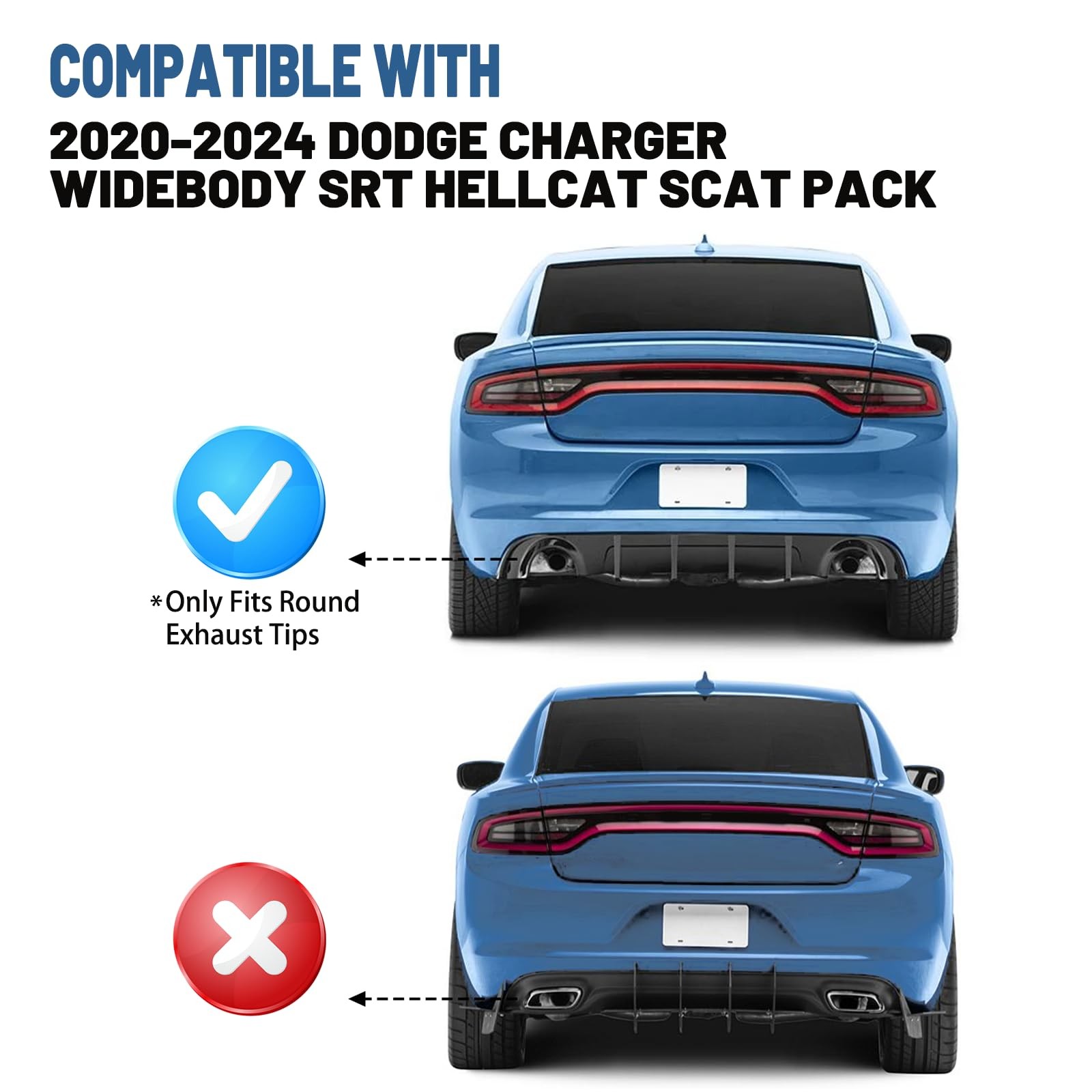 Charger Rear Diffuser for Dodge Widebody SRT Hellcat/Scat Pack, Glossy ...