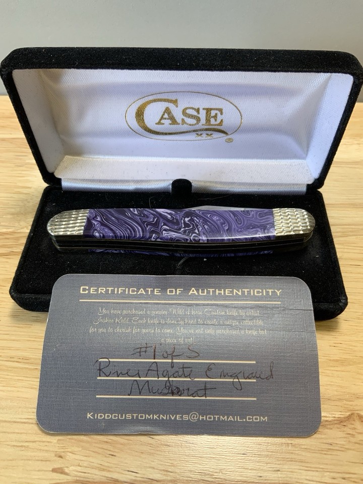 Case XX Joshua Kidd Wild Horse Customs #1 Of 5 River Agate Engraved ...