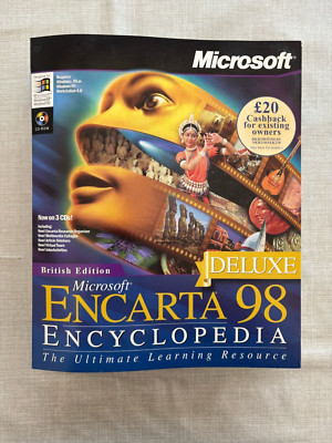 Microsoft Encarta 98 Encyclopedia Big Box British Edition Deluxe PC CD ...