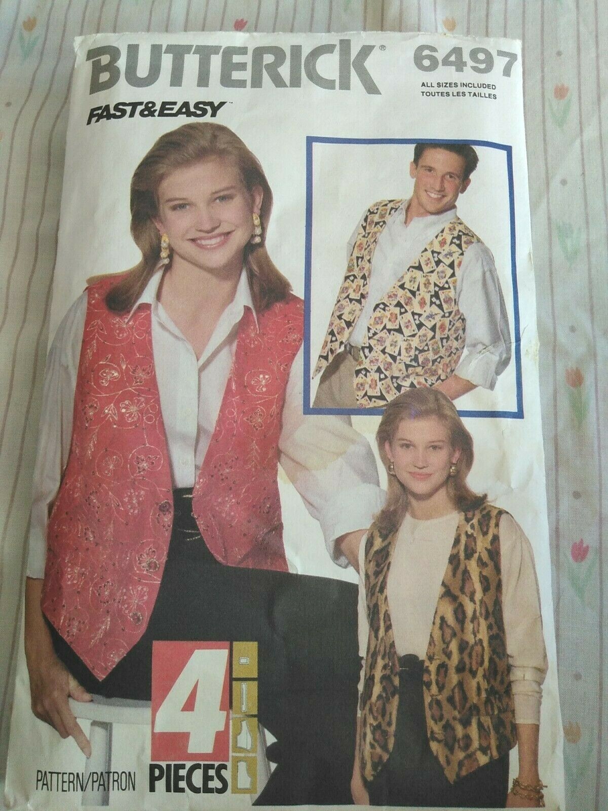 Butterick Unisex Vest Pattern 6497 Size XS-M 30-40 From 1992 | eBay