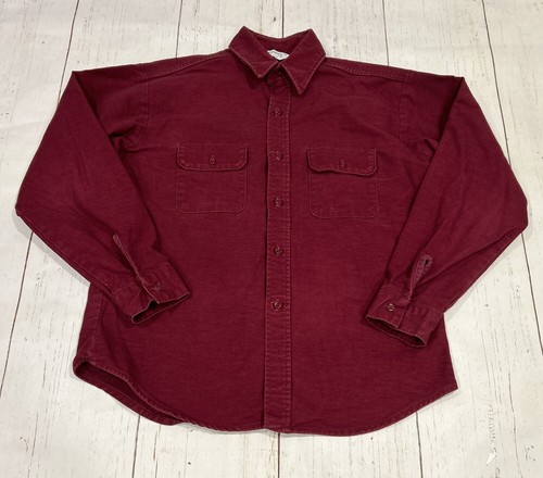 Five Brother Shirt Men Sz L Dark Red Maroon Buttoned Long Sleeve Heavy ...