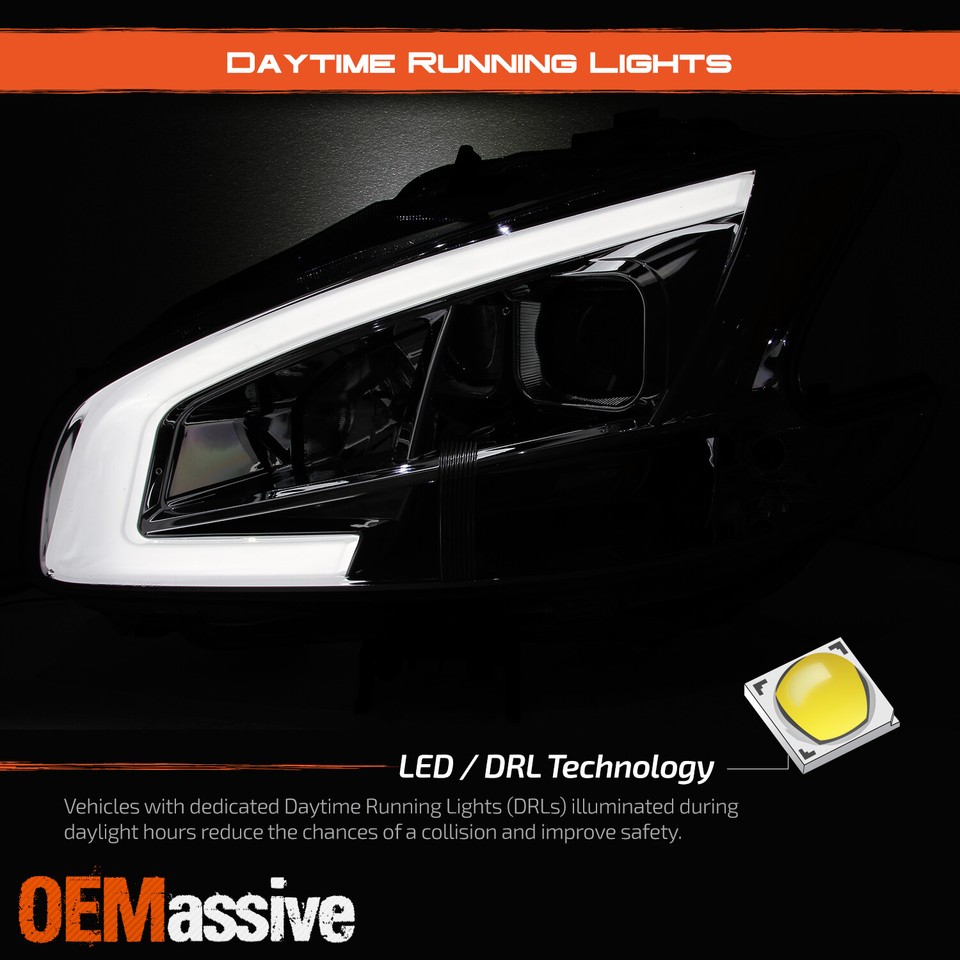 Fits 2009-2014 Maxima LED DRL Light Bar Projector Front Lamp Headlights ...