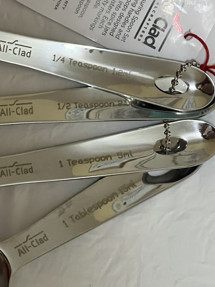 New ALL-CLAD Stainless Steel Standard Size 4 Piece Measuring Cups & 4 ...