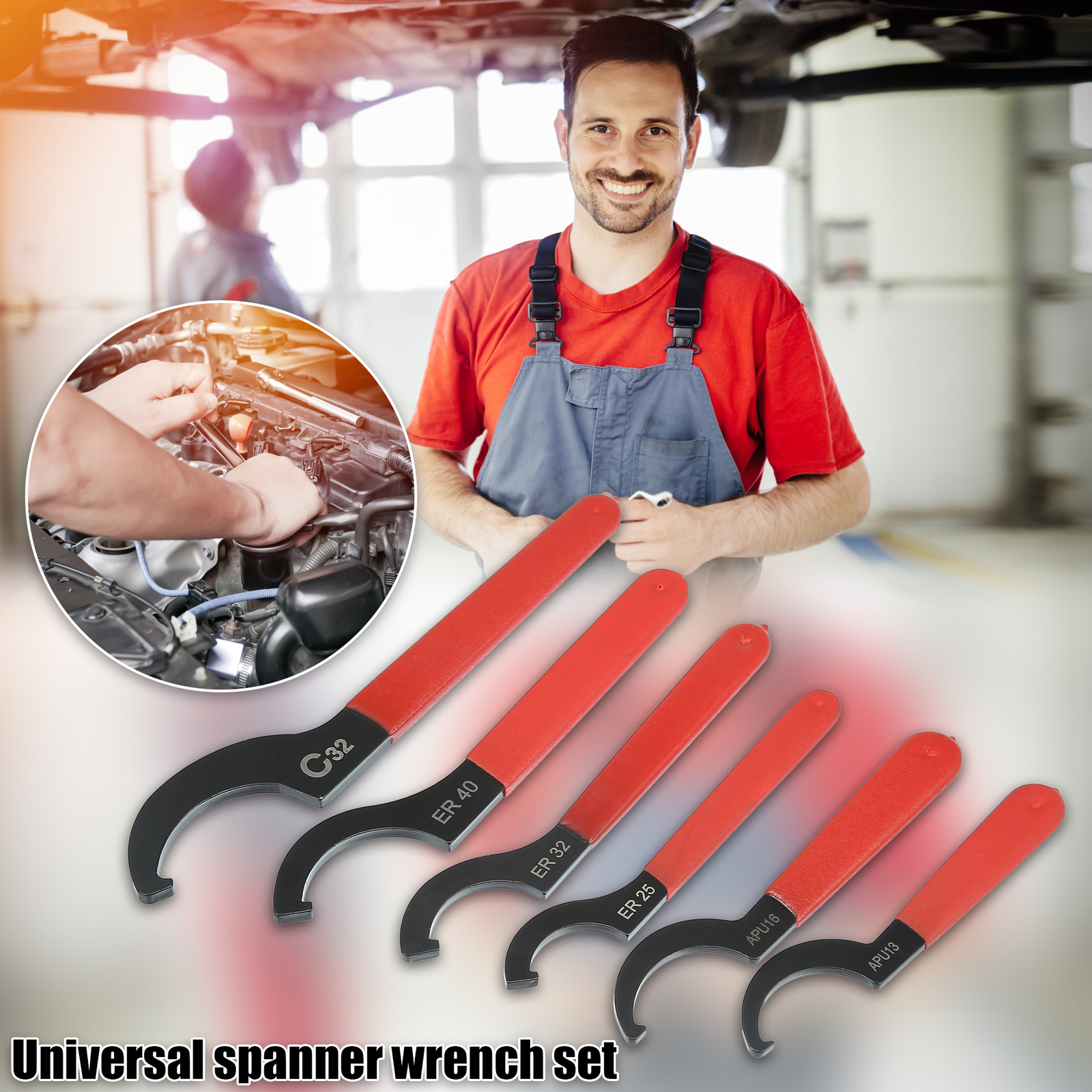 6pcs Coil Over Wrench Shock Spanner Universal Adjustable C Shape ...