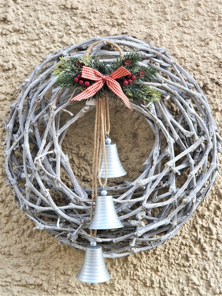 Deko Glocken Türkranz Weihnachtsdeko Shabby Antik silberfarb Metall ...