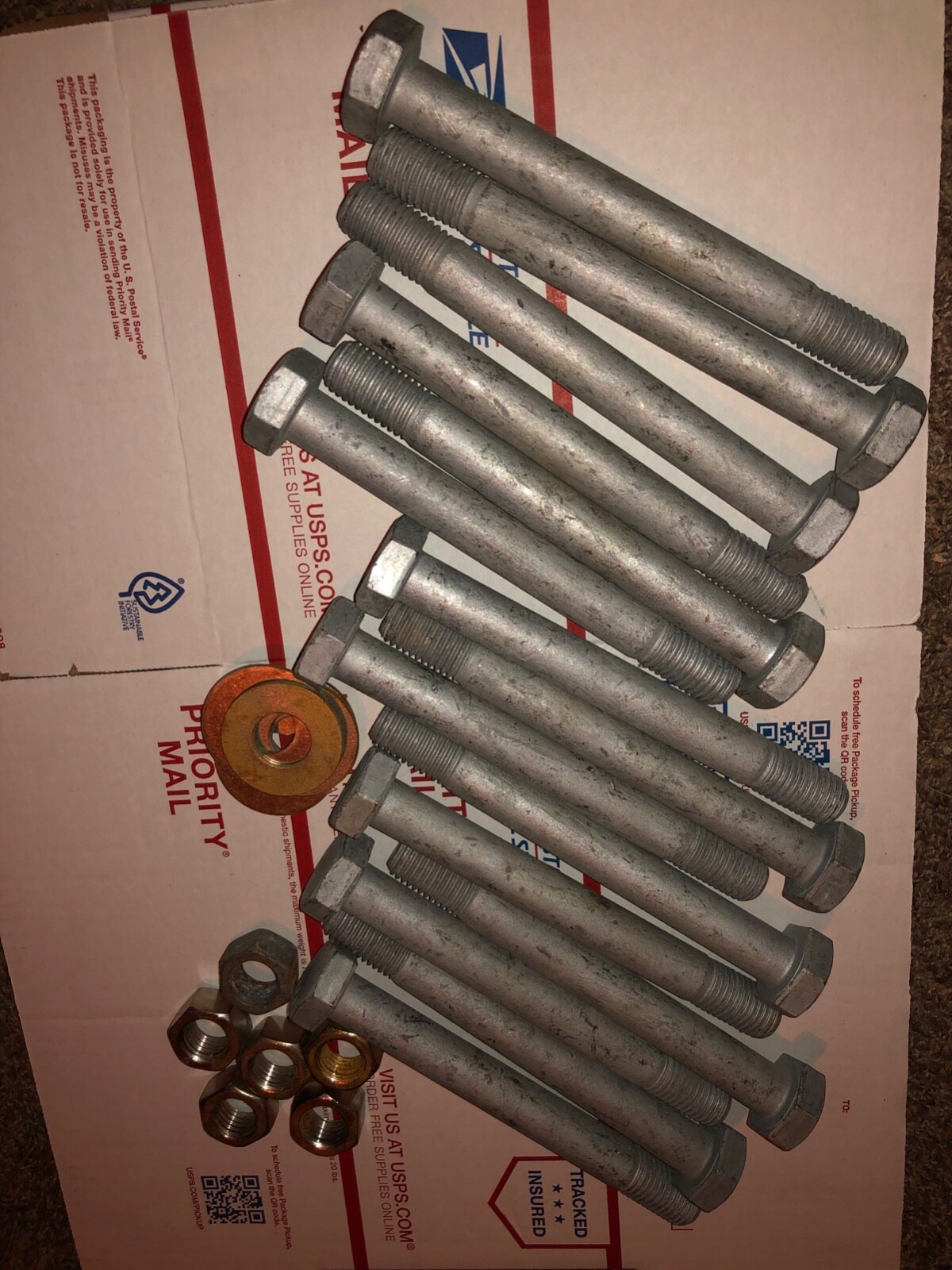 A325 Galvanized Structural Bolts 3/4-10 x 7" UNC HXHD-CS Lot of 15 with ...