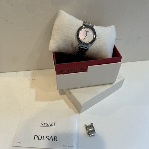 Rare Pulsar Analog Watch Silver Tone Stainless Steel Band Mother of ...