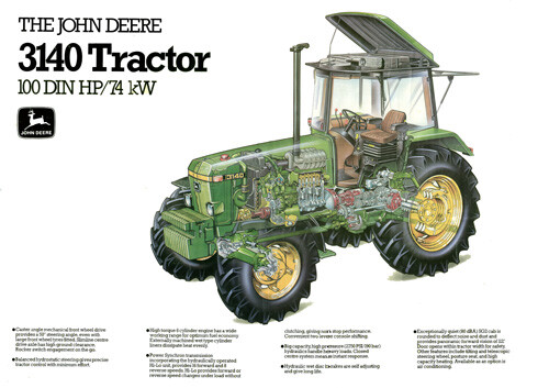 A3 John Deere 3140 Tractor Poster Sales Brochure Cutaway Advert ...