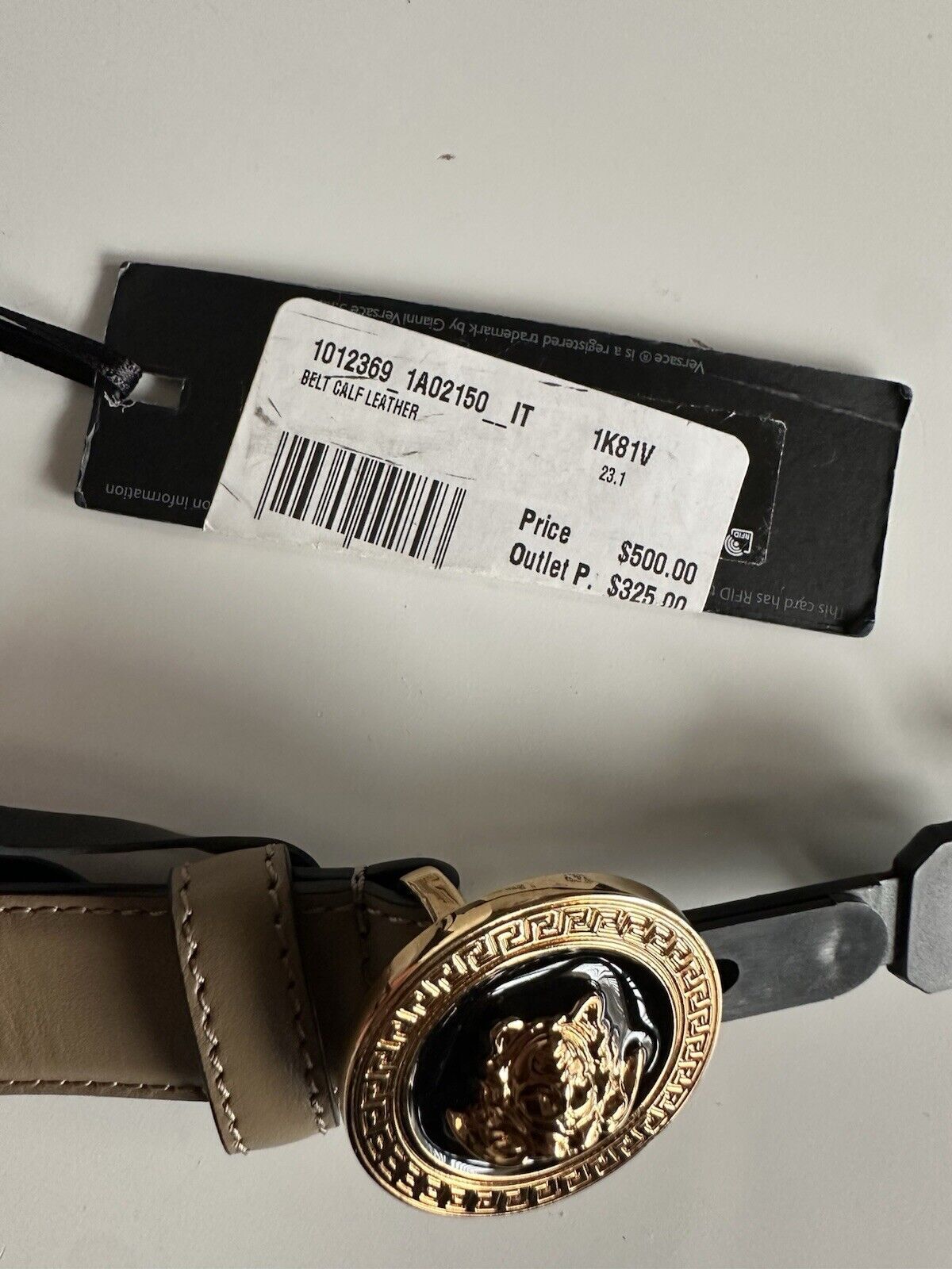 Versace Medusa-Buckle Brown Slim Calf Leather Belt 125 (50) IT 1012369 ...