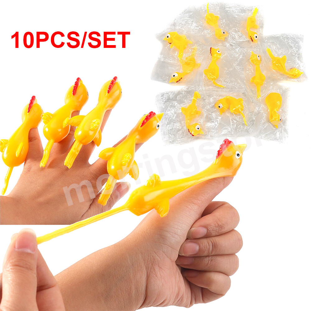 10PCS Slingshot Finger Toy Animal Chick Finger Elastic Flying Catapult ...