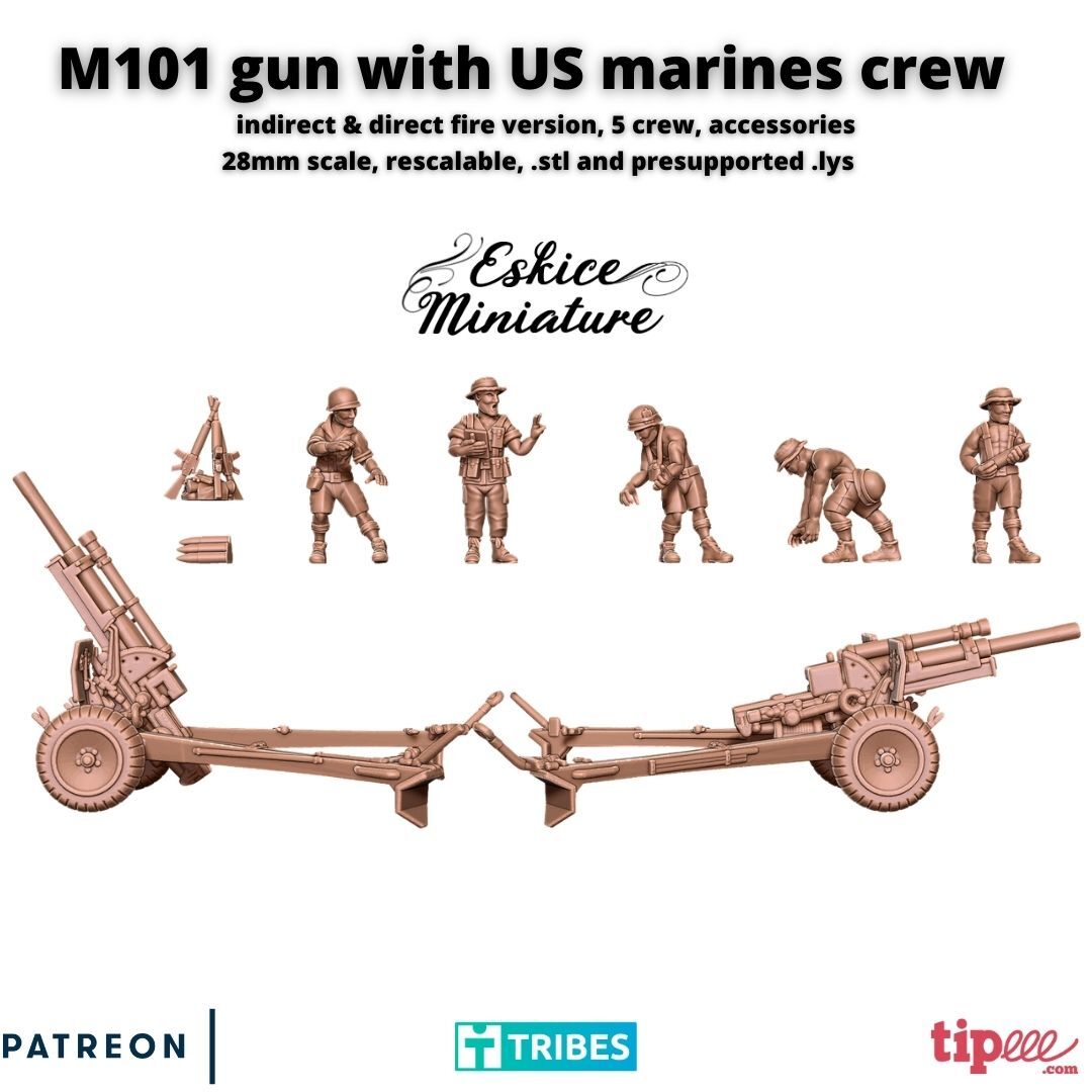 Eskice Miniatures Vietnam War US M101 Artillery Gun & Crew Bolt Action ...