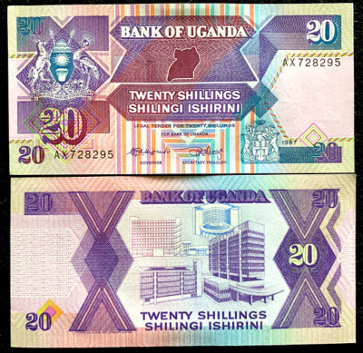 Uganda 20 Shillings 1987 Banknote World Paper Money UNC Currency Bill ...