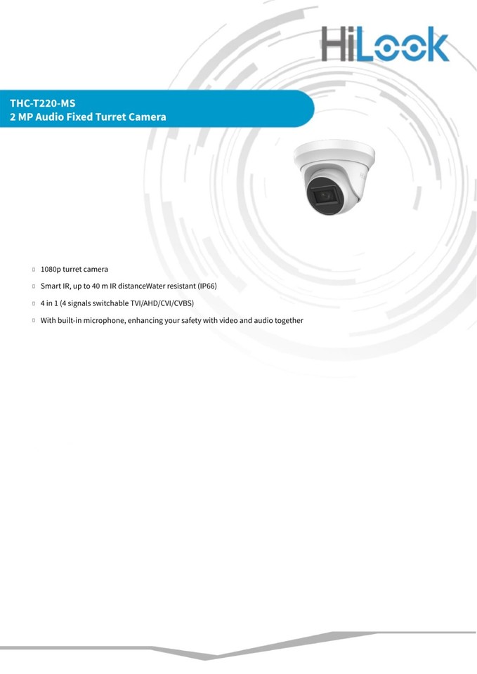 HIKVISION 2MP HILOOK CAMERA CCTV BUILT IN MIC DOME NIGHT VISION WHITE ...