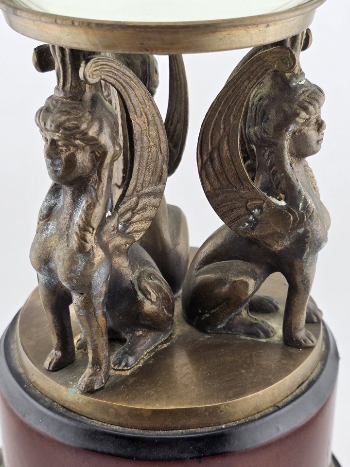 Antique Empire Revival Bronze Sphinx Jardiniere Stand on Marble Base W ...