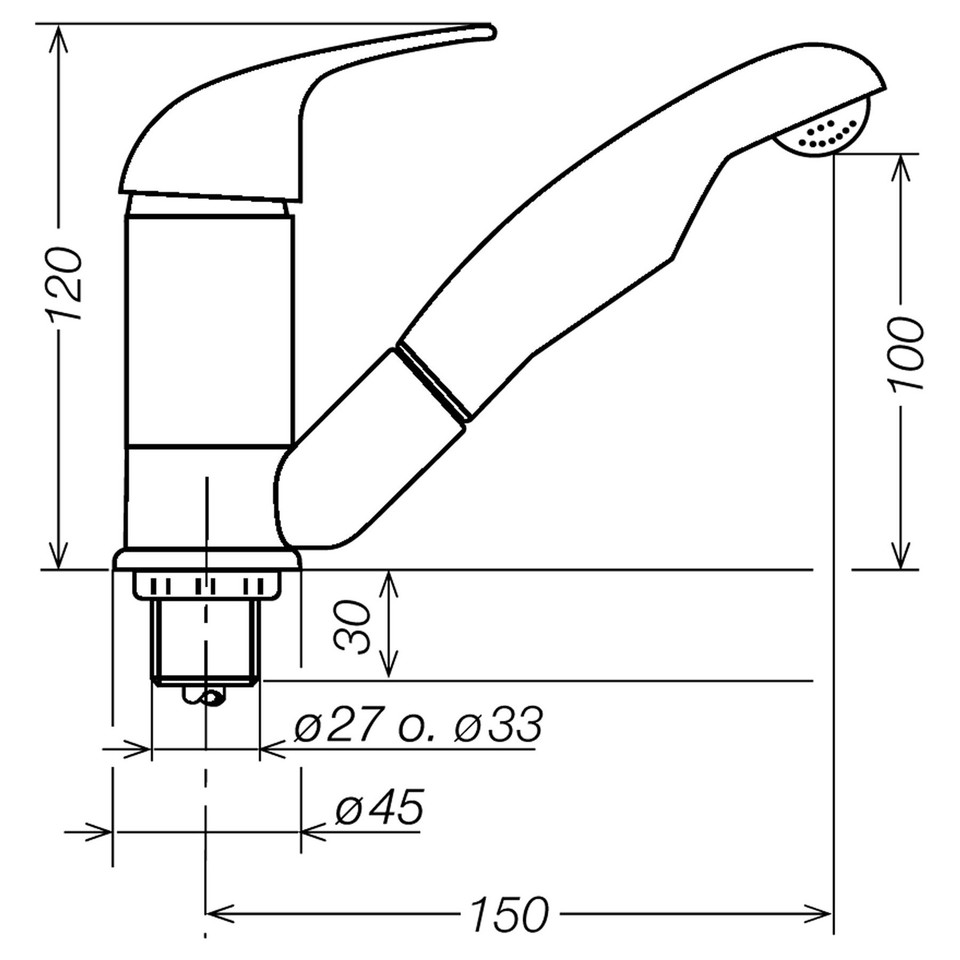 REICH KAMA MIXER CHROME TAP SWIVEL SPOUT SINGLE LEVER 27MM CARAVAN ...