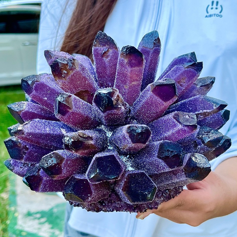 9.04lb Best purple crystal mineral cluster flower healing specimen ...