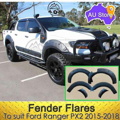 Wrinkle Black Fender Flares Wheel Arch 6pcs For Ford Ranger PX2 2015 ...