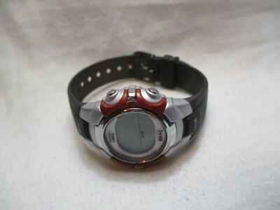 Timex 1440 Sports Digital Watch Black Buckle Band WR 50M Indiglo Silver ...