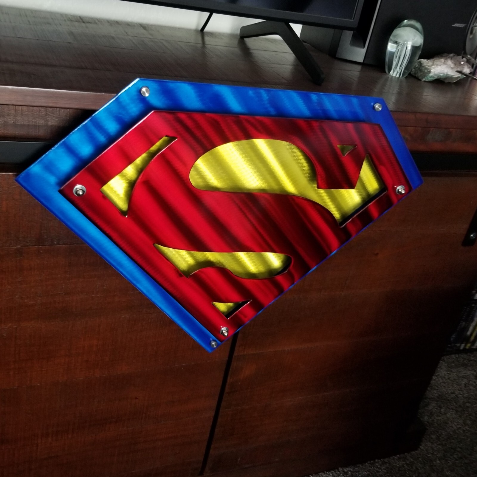 Metal Superman logo wall sculpture logo sign custom 24" Wall Art Home ...