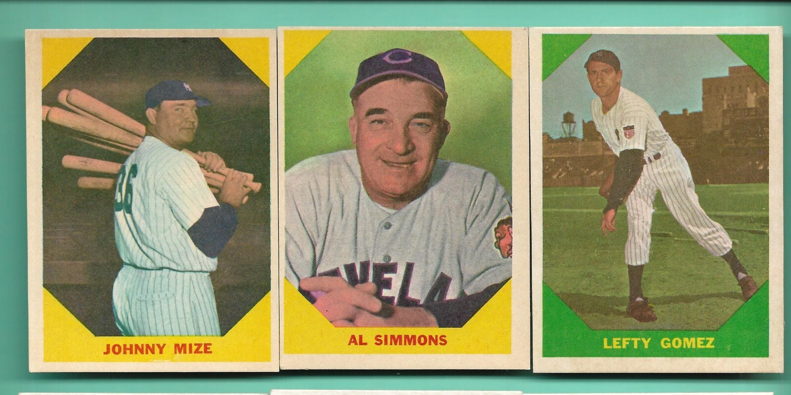 1960 FLEER # 38 JOHNNY MIZE # 54 LEFTY GOMEZ # 32 AL SIMMONS ( NICE ...
