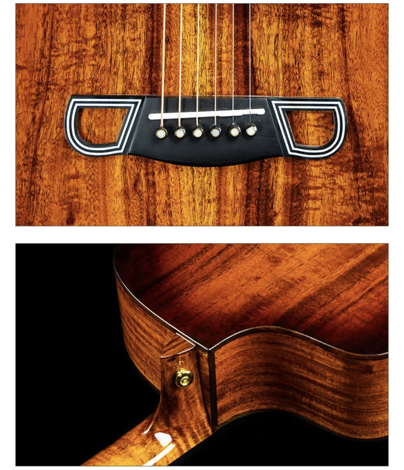 All Solid Koa Wood 42 Inch Merida Scar Acoustic Guitar Flame Maple Neck ...