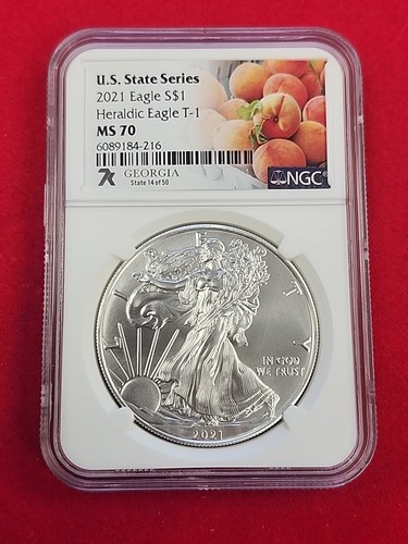 2021 Silver Eagle T-1 Heraldic State Serie NGC MS70 (GEORGIA) #Z49 | eBay