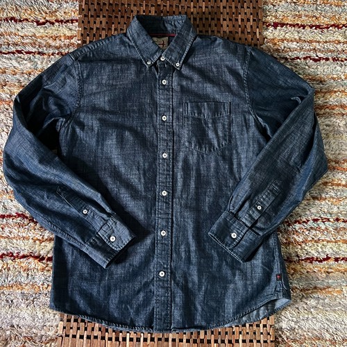 Relwen Dark Indigo Blue Chambray Button Down Work Shirt Men's Size ...