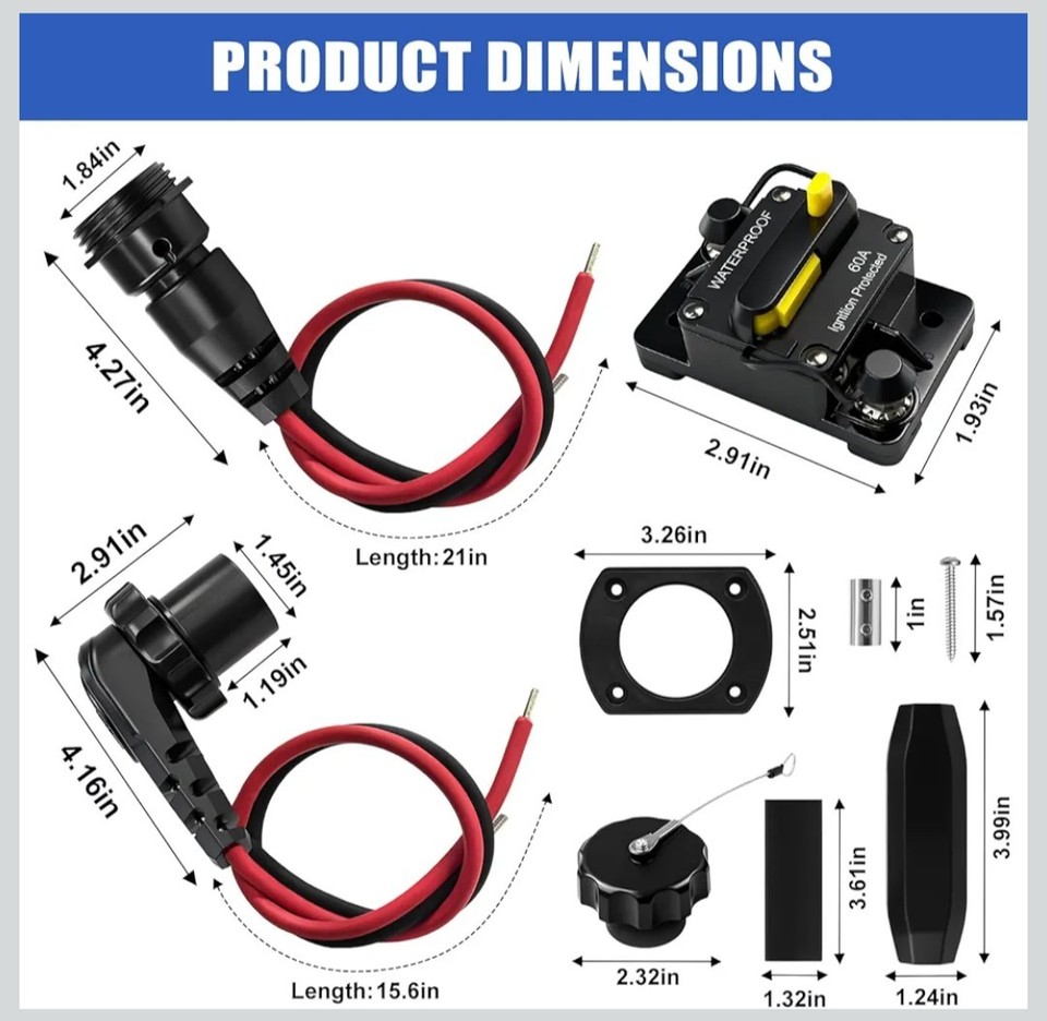 MKR-27 60 AMP Circuit Breaker 1865115 &1865120 MKR-28 Trolling Motor ...