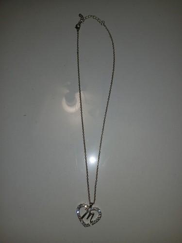 Heart Necklace with Initial M Sterling Silver | eBay