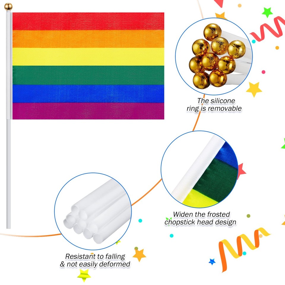 108 Pcs Mini Pride Flags Set LGBT Small Flag Hand Held Progress Rainbow ...