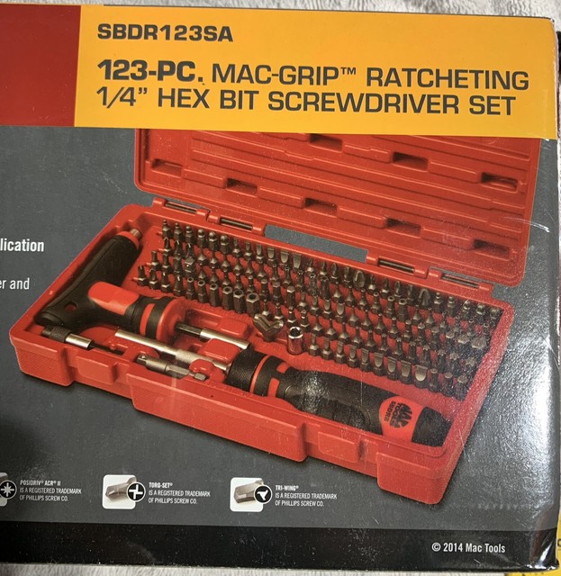 Mac Tools SBDR123SA 123 PC Mac-grip Ratcheting Screwdriver Set for sale ...