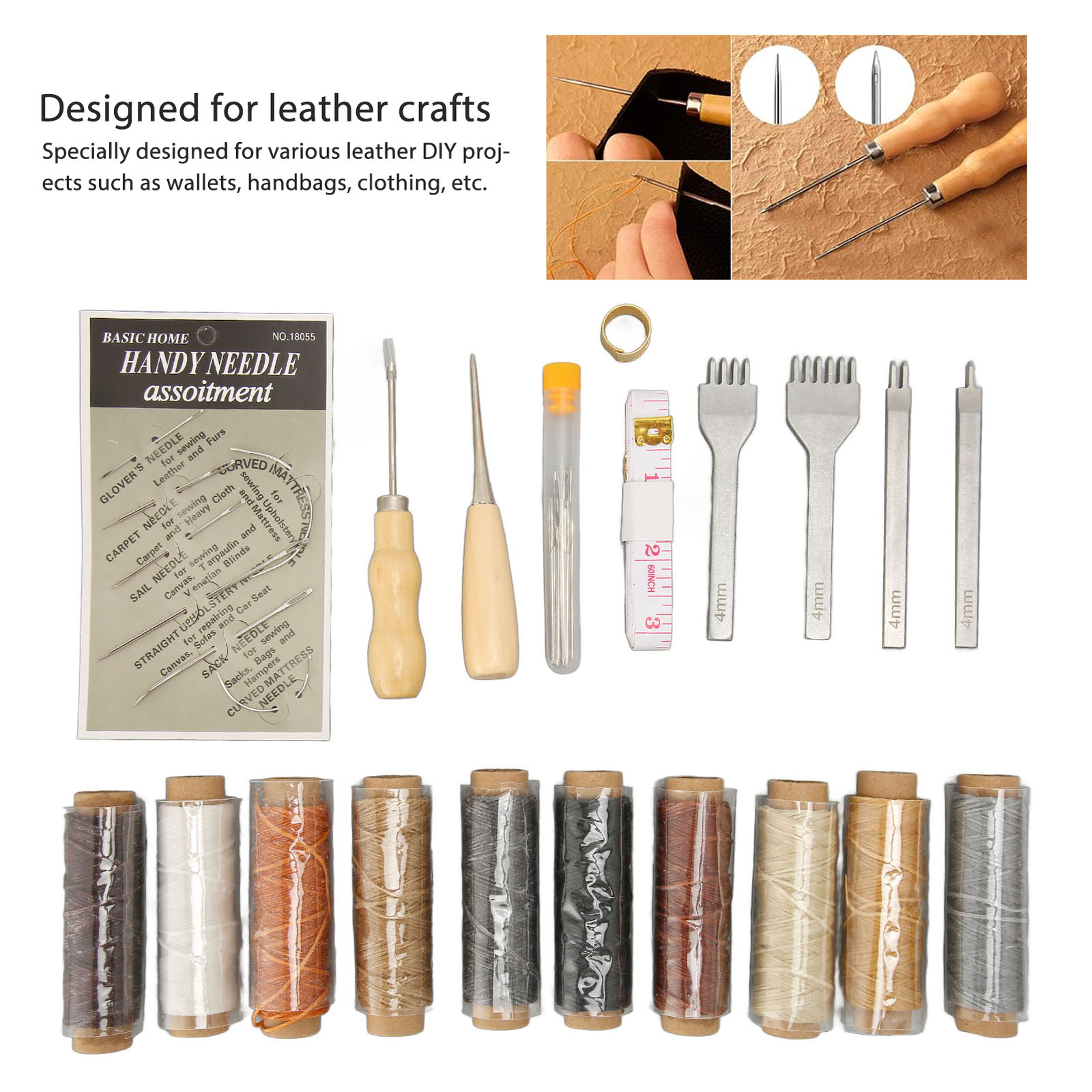 Leather Sewing Kit Leather Working Supplies With Waxed Thread Stitching ...