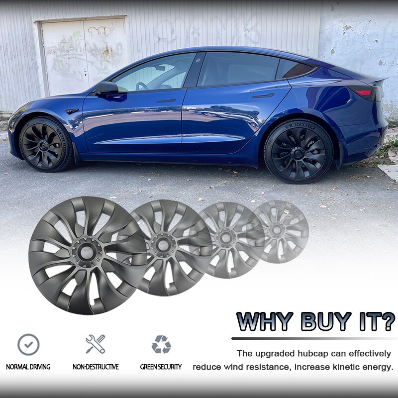 Hubcaps Wheel Cap Rim Wheel Cover 18"Inch For Tesla Model 3 Hubcap 4PCS ...