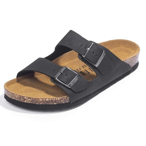 Mens Sandals, Arch Support Slides with Adjustable Buckle Straps and ...
