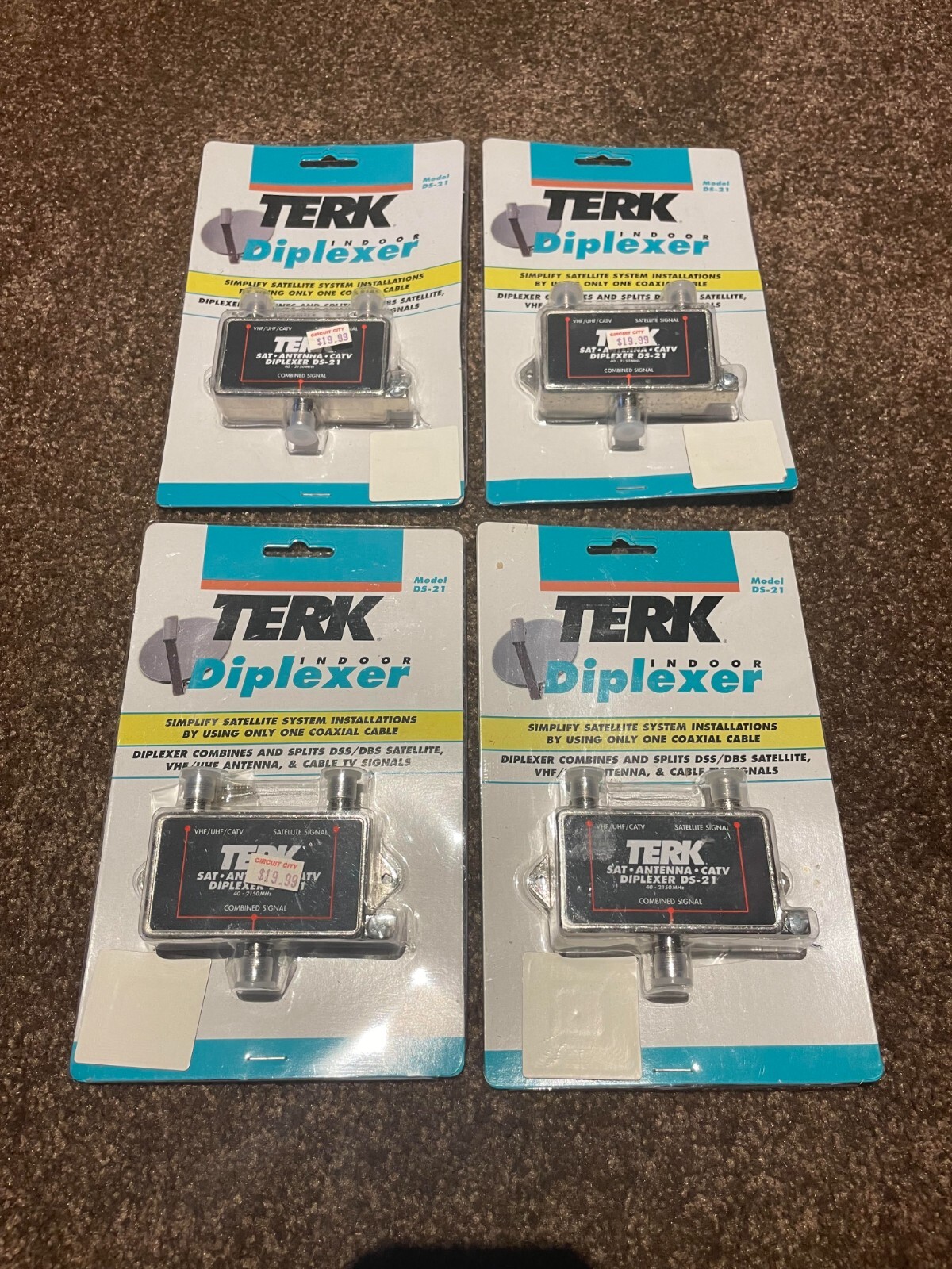 Lot of Four (4) TERK Indoor Diplexer Model DS-21 Satellite Cable TV VHF ...