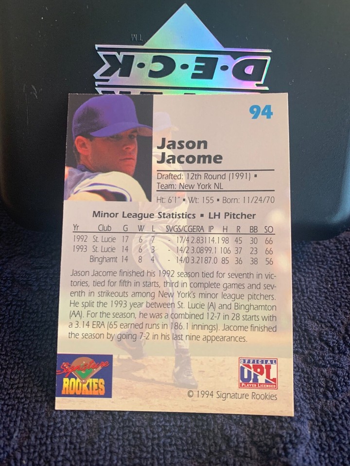 Jason Jacome Autographed 1994 Signature Rookies Draft Picks Card /7750 ...