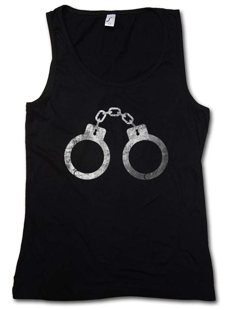 HANDCUFFS TANK TOP VEST Criminal Gangster Police Cuffs Bondage Gothic ...