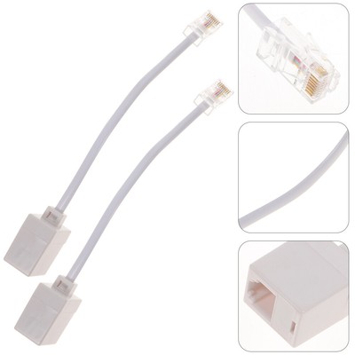 2 Pcs Cable to Ethernet Adapter Rj11 RJ45 Converter Phone Line Network ...