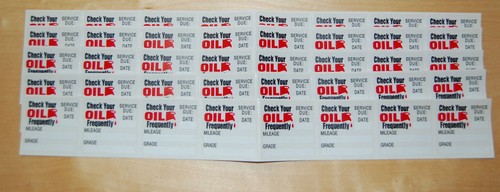40 Oil Change Reminder Stickers Clear Static Cling Decals | eBay